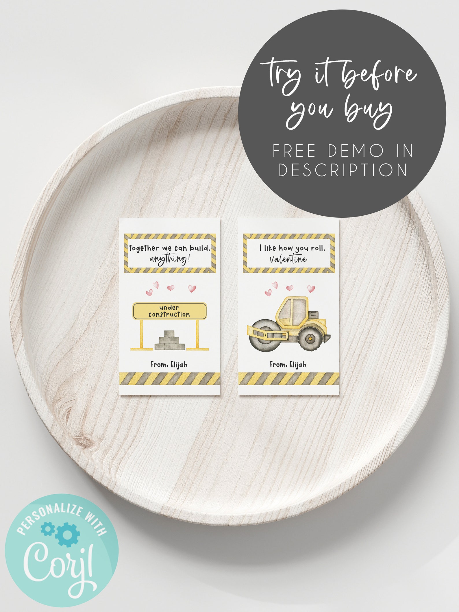 Construction Trucks Valentine Cards, Boys Valentine Cards, Kid's ...