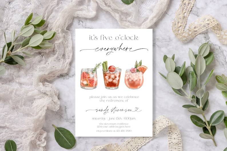 It's Five O'clock Retirement Party Invitation, Retirement Party ...