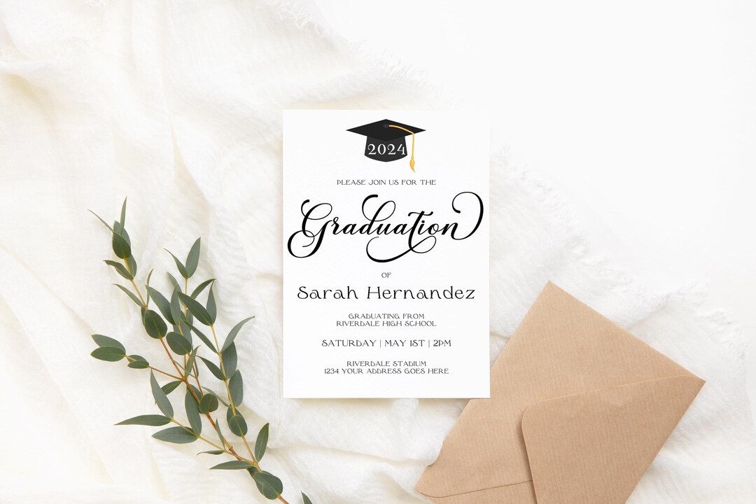 Graduation Cap Invitation, Gender Neutral Graduation Ceremony Evite ...