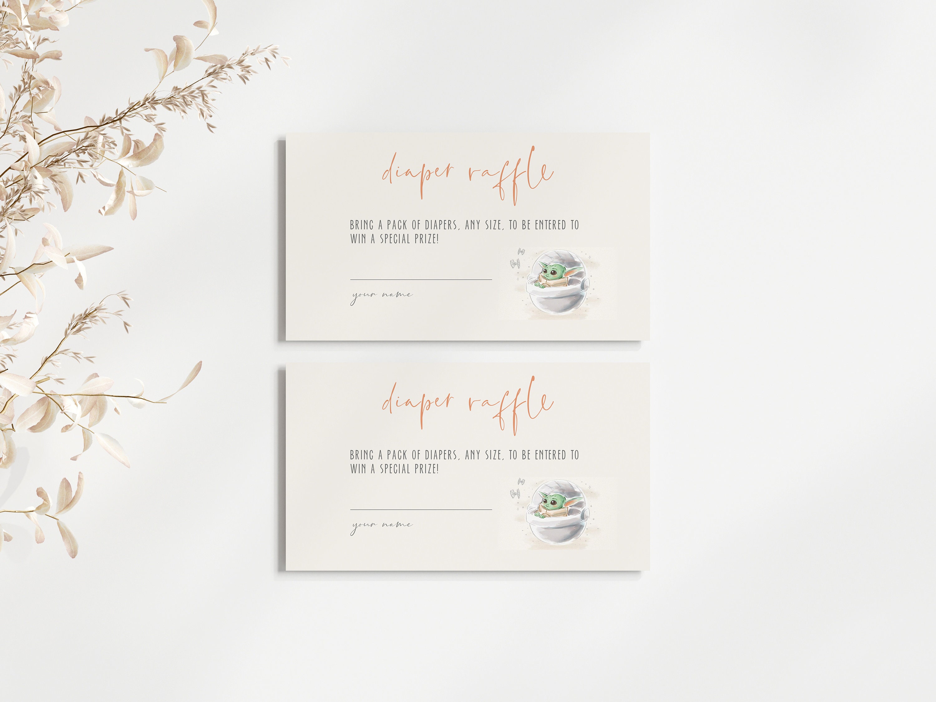 Precious Cargo Baby Shower Diaper Raffle Ticket, Baby Yoda/ Grogu Baby ...