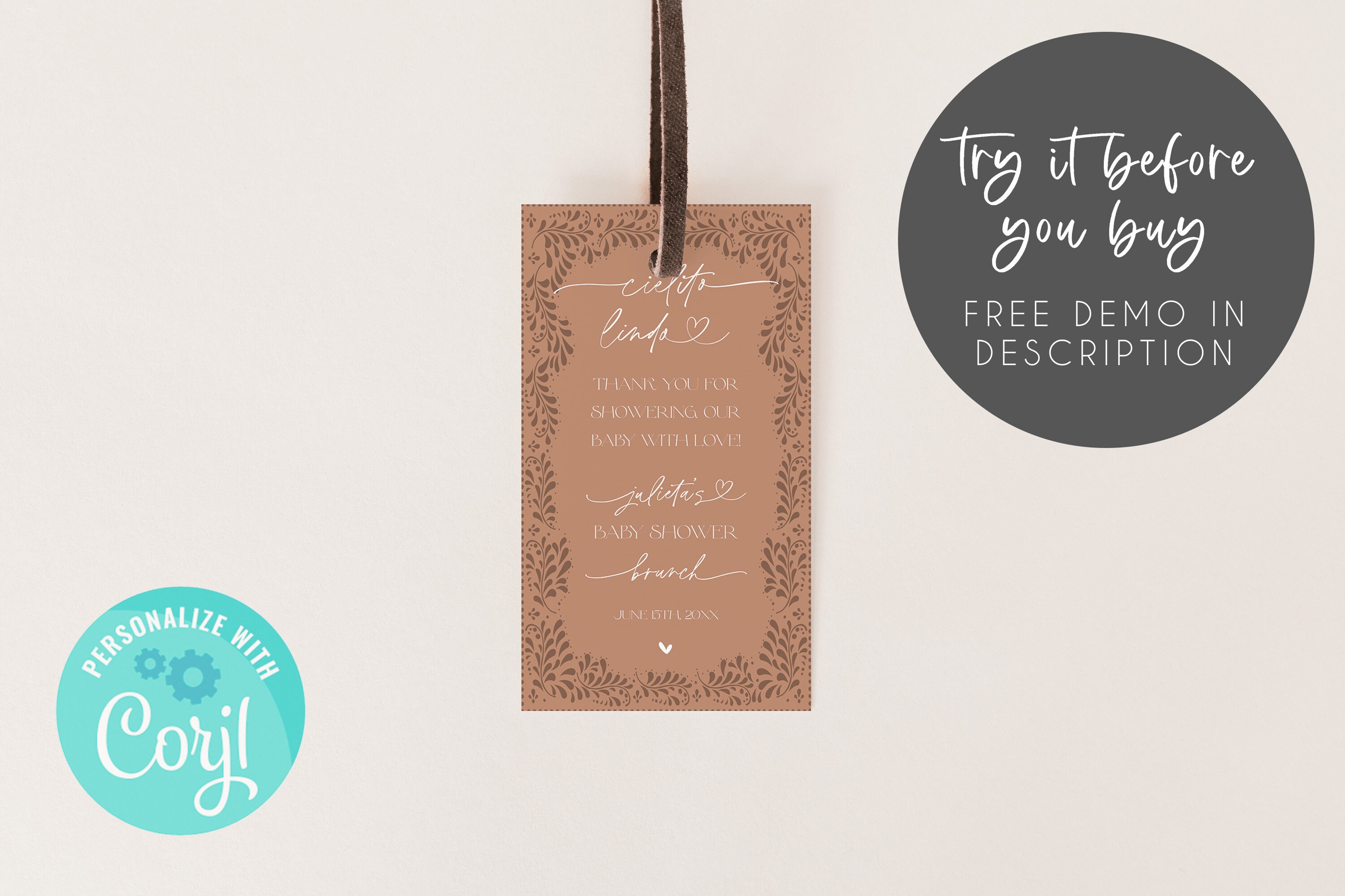 Barro Cielito Lindo Mexican Talavera Inspired Baby Shower Favor Tag ...