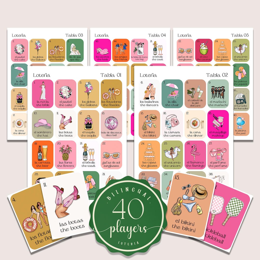 Boho Bachelorette Loteria Game, Mexican Loteria, Bridal Shower Loteria ...