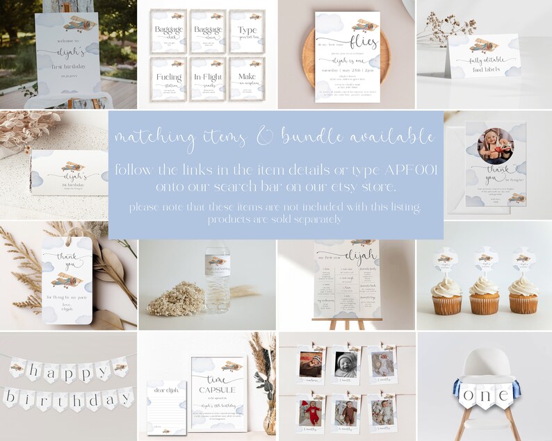 Airplane Birthday Party Theme Custom Signs, 1st Birthday Party Birthday ...