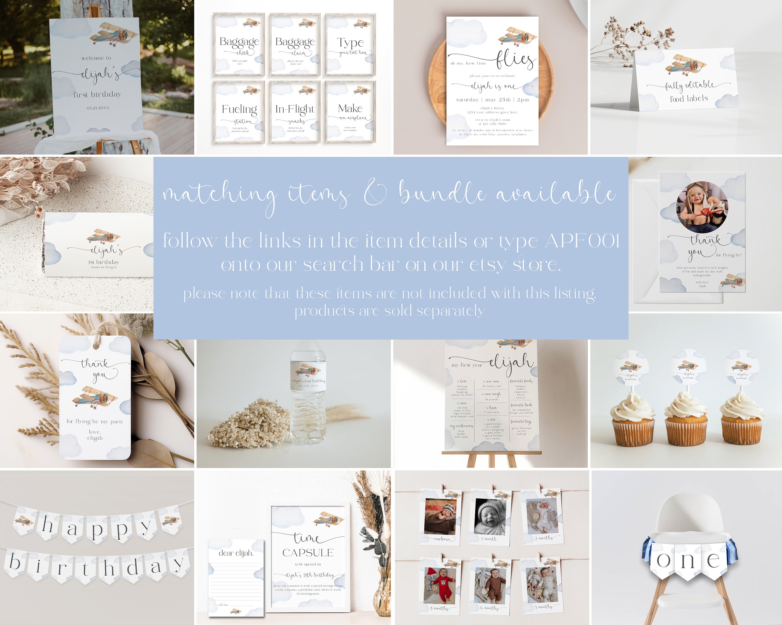 Airplane Birthday Party Theme Custom Signs, 1st Birthday Party Birthday ...