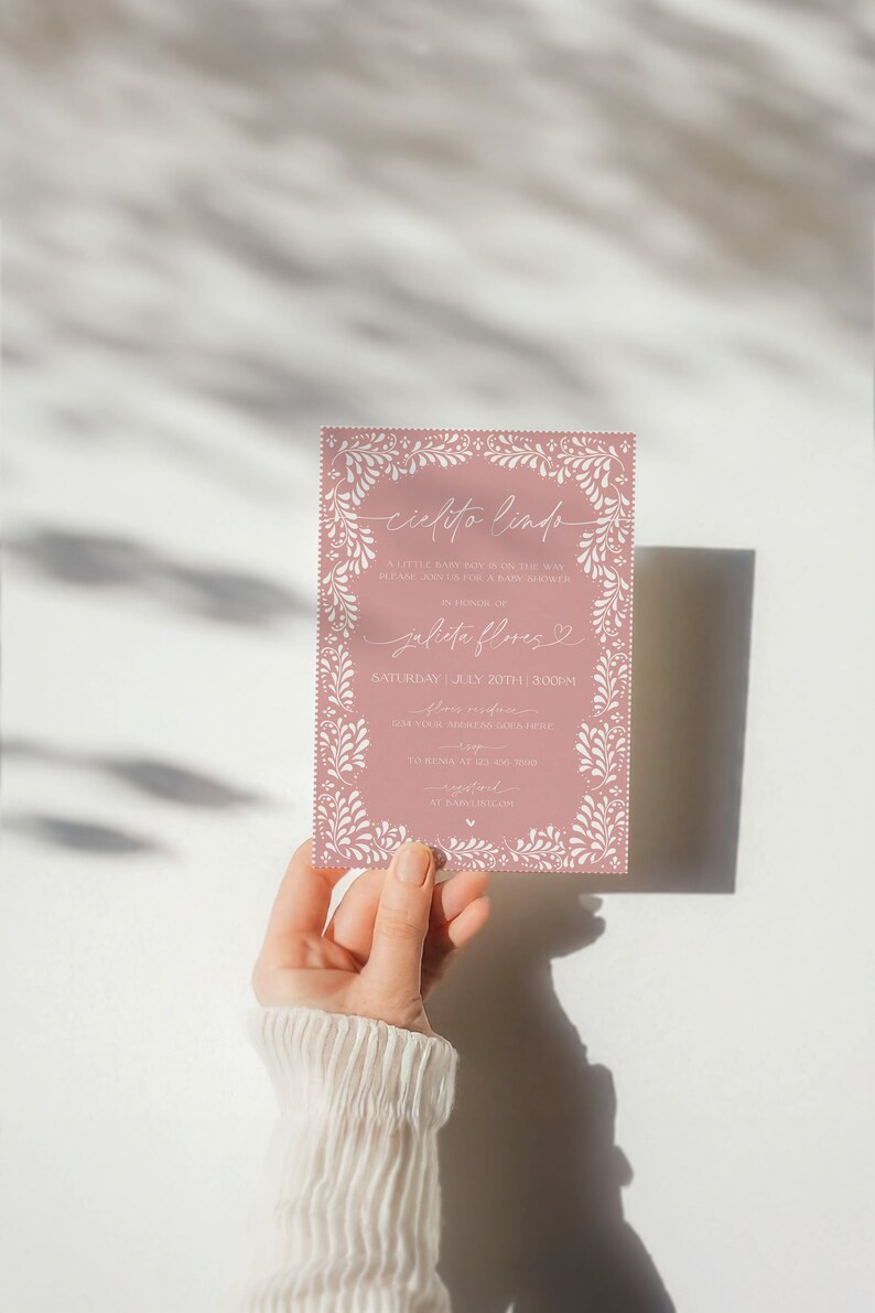 Pink Cielito Lindo Mexican White Talavera Inspired Baby Shower ...