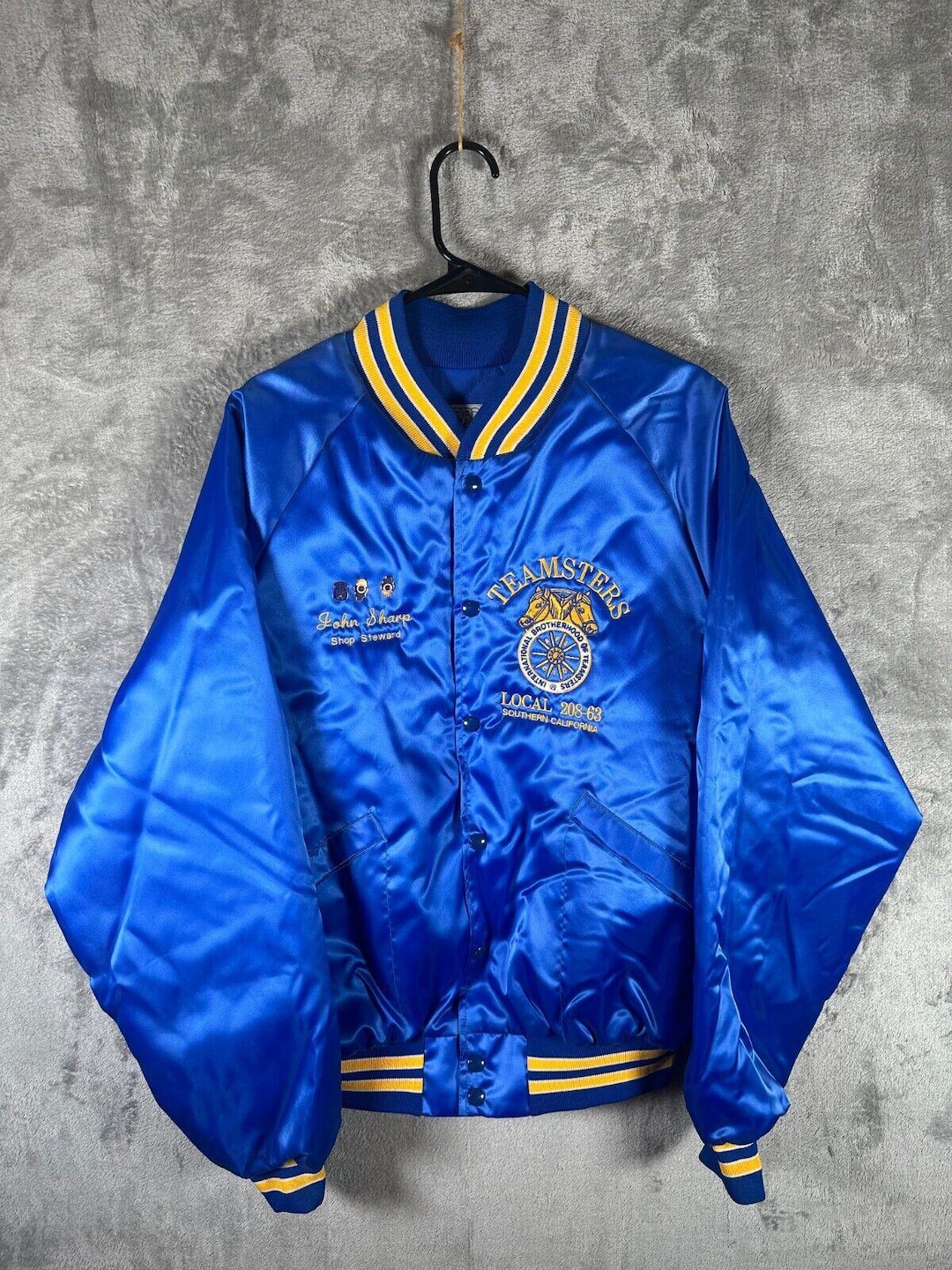 Vintage Teamsters Local 208-63 Southern California Satin Bomber Jacket ...