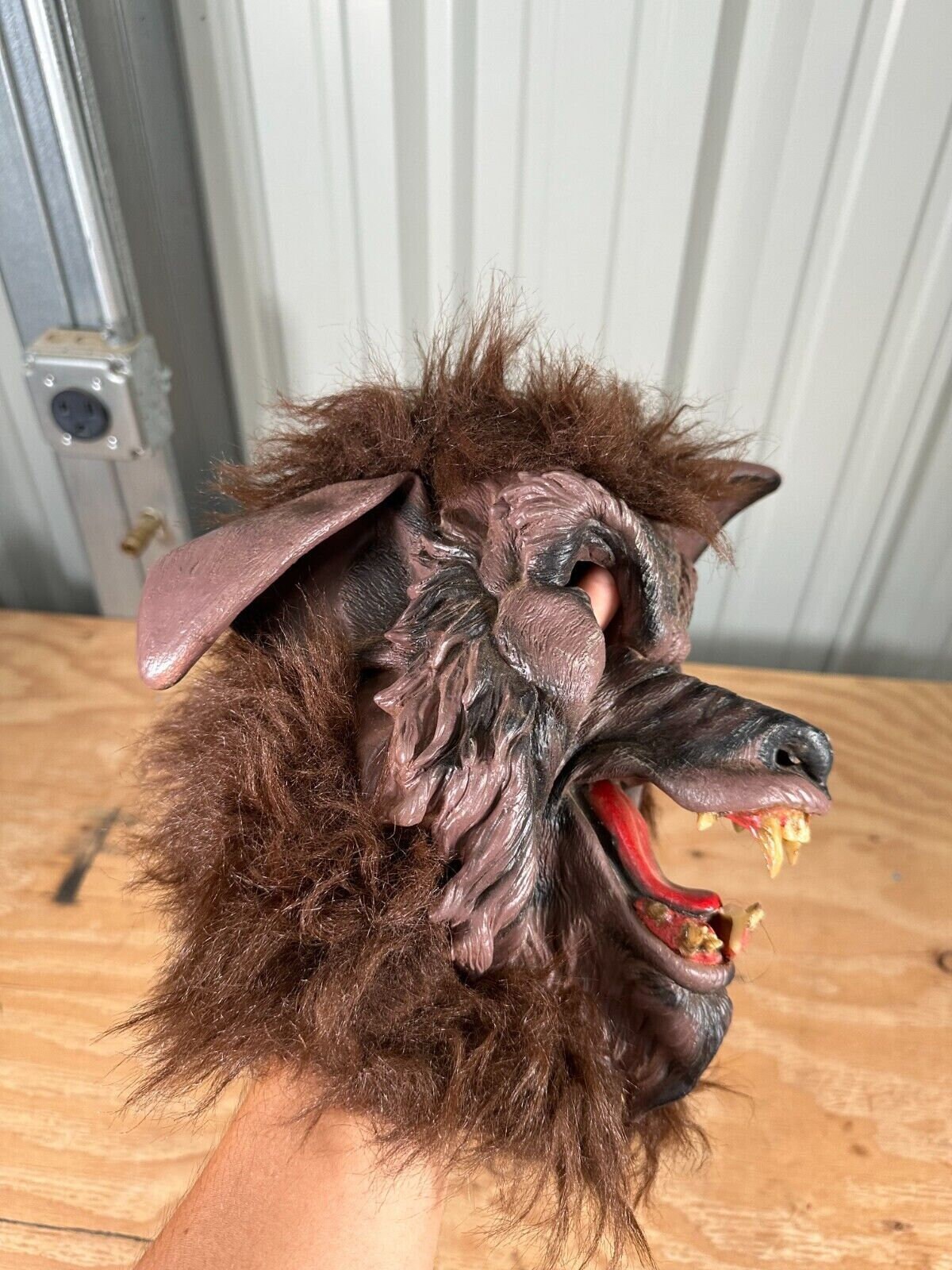 Vintage 90s Wolfman Werewolf Latex Halloween Mask W/ Fur Scary Teeth ...