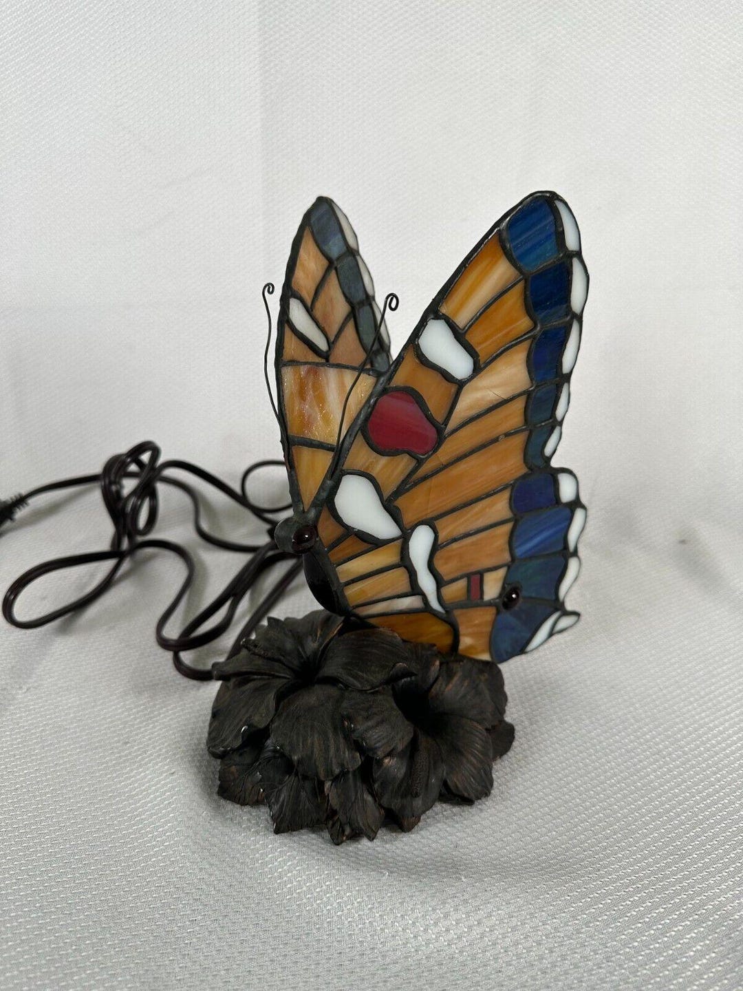 Tiffany Style Stain Glass Butterfly Table Lamp Light Retro Art Deco ...