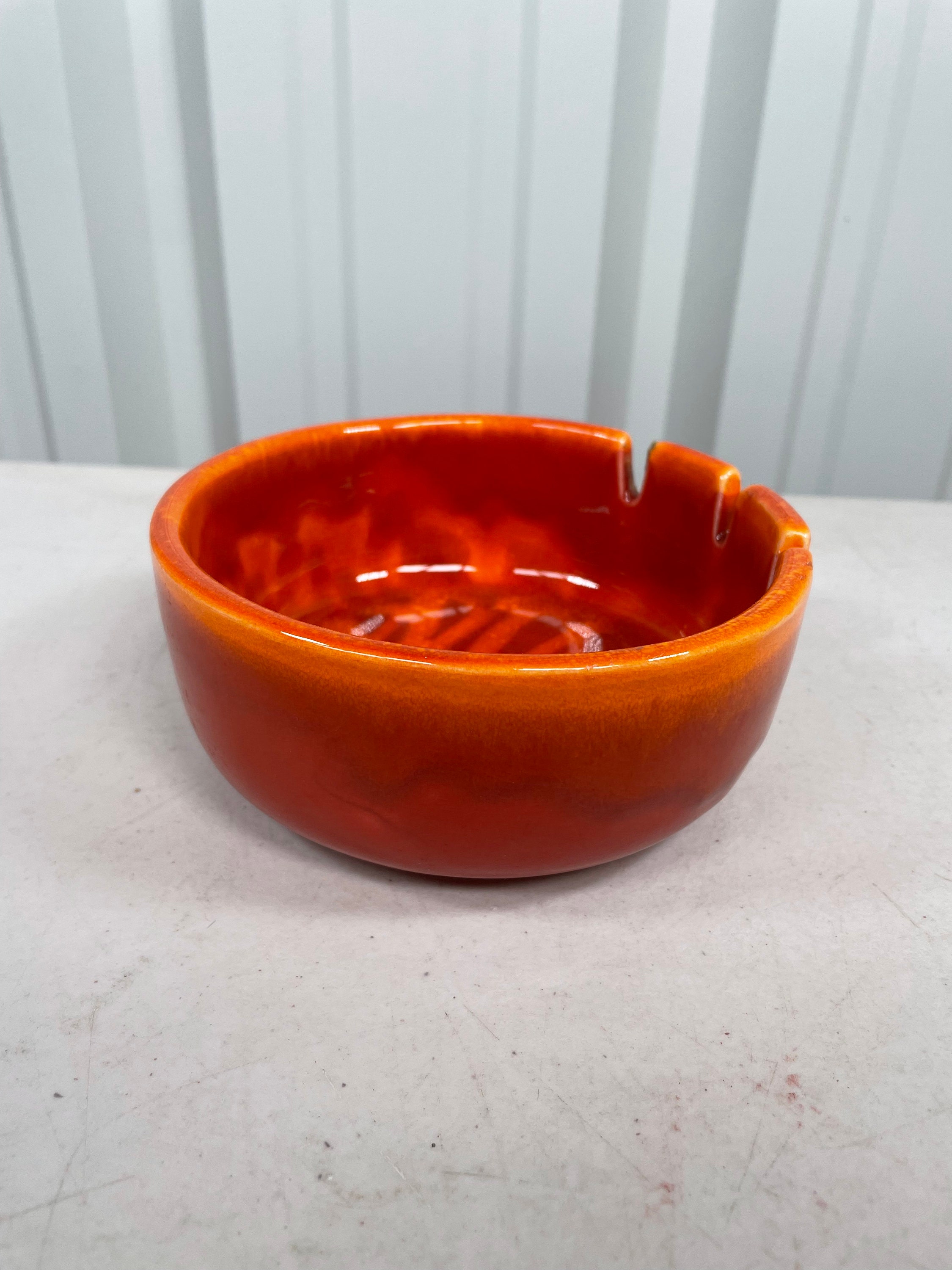 Vintage Mid Century Modern Orange Ceramic Ashtray Round 1970s - Etsy