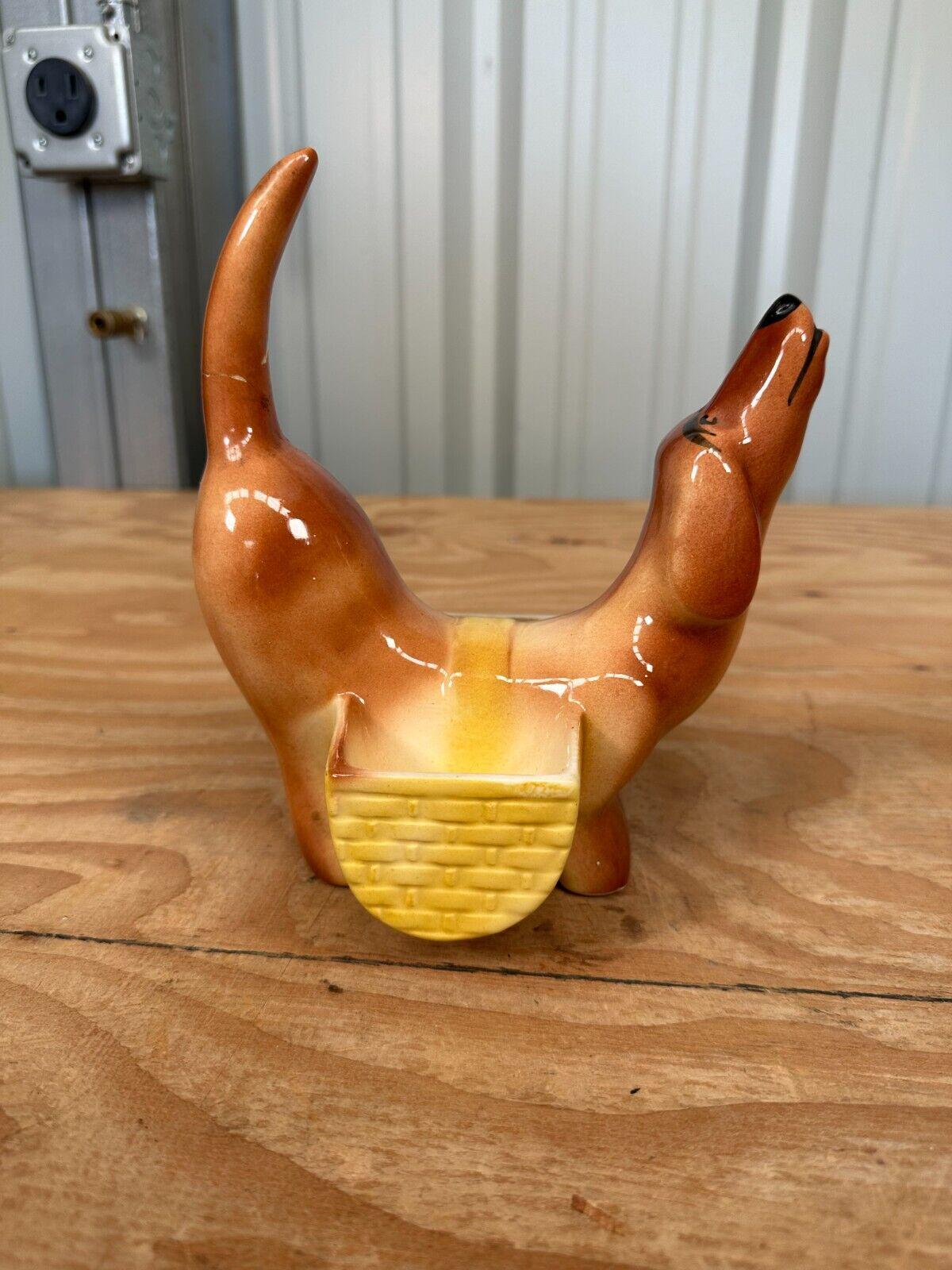 Vintage Ceramic Wiener Dog Daschund Caddy Jewelry Flower Pot Holder MCM 1970s, Vintage Flower ...