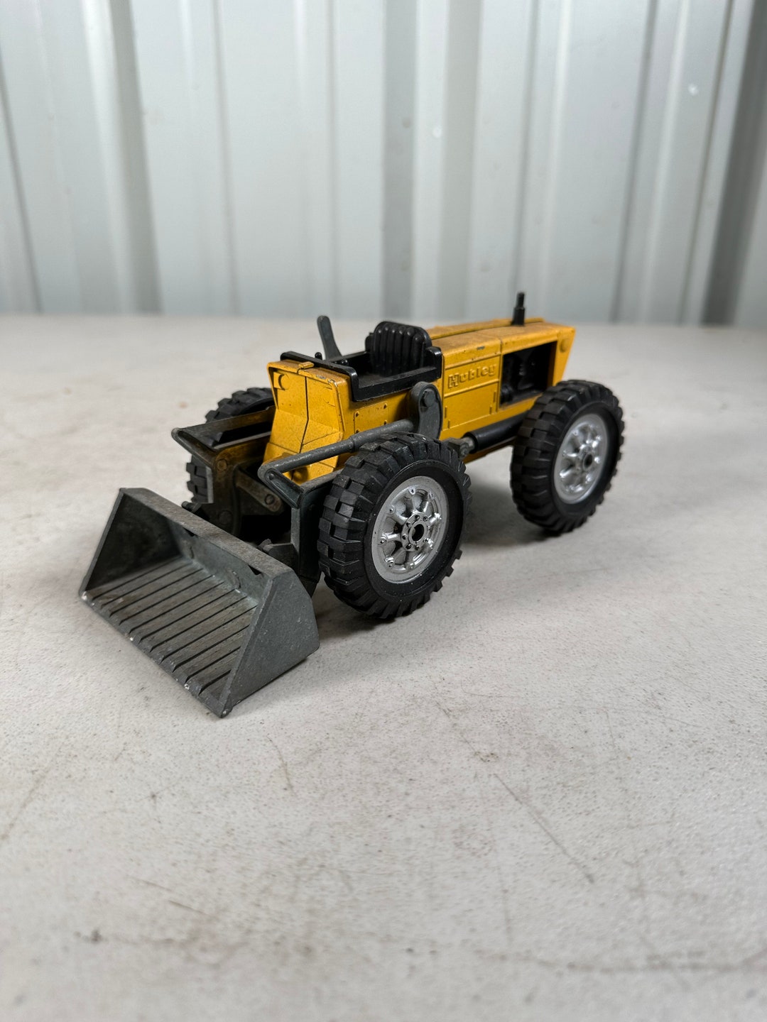 Vintage Hubley Small Yellow Tractor With Plow Diecast Metal Steel Toy ...