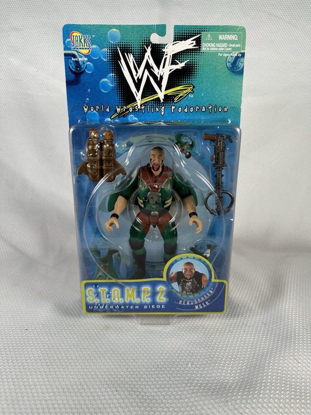 WWF S.T.O.M.P. 2 Underwater Siege Headbanger Mosh Action Figure Jakks ...