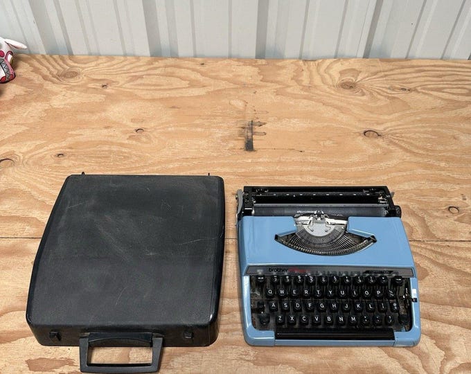 Vtg Brother Charger 11 Blue Portable Typewriter Hard Cover Case Japan ...