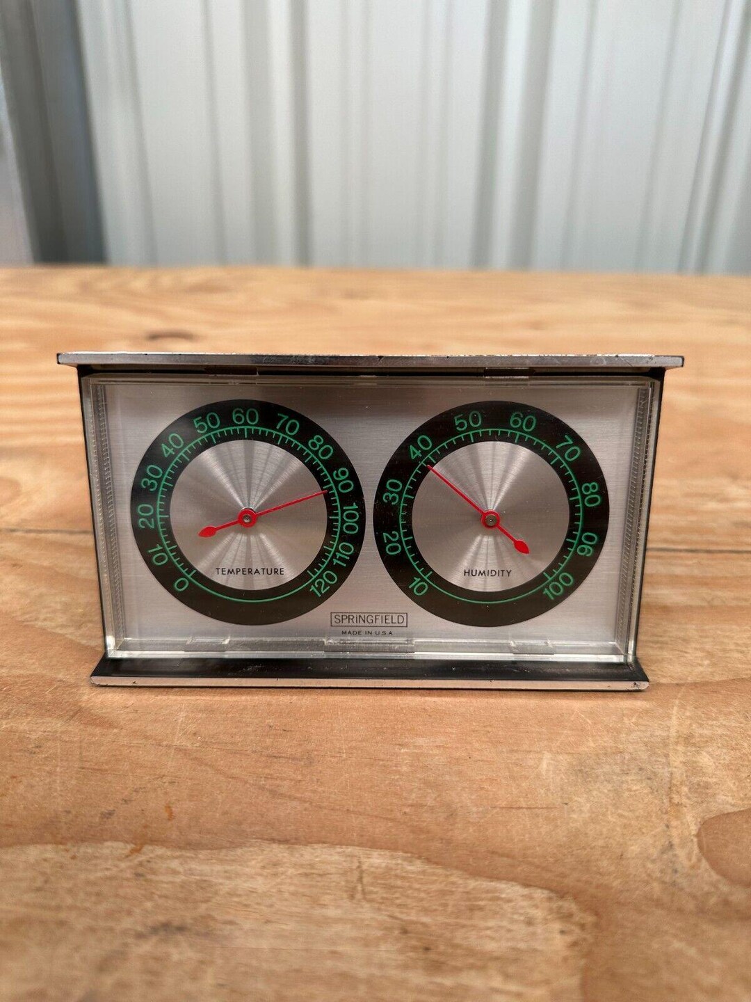 Vintage Springfield Weather Station Temperature Humidity Table Top Desk ...