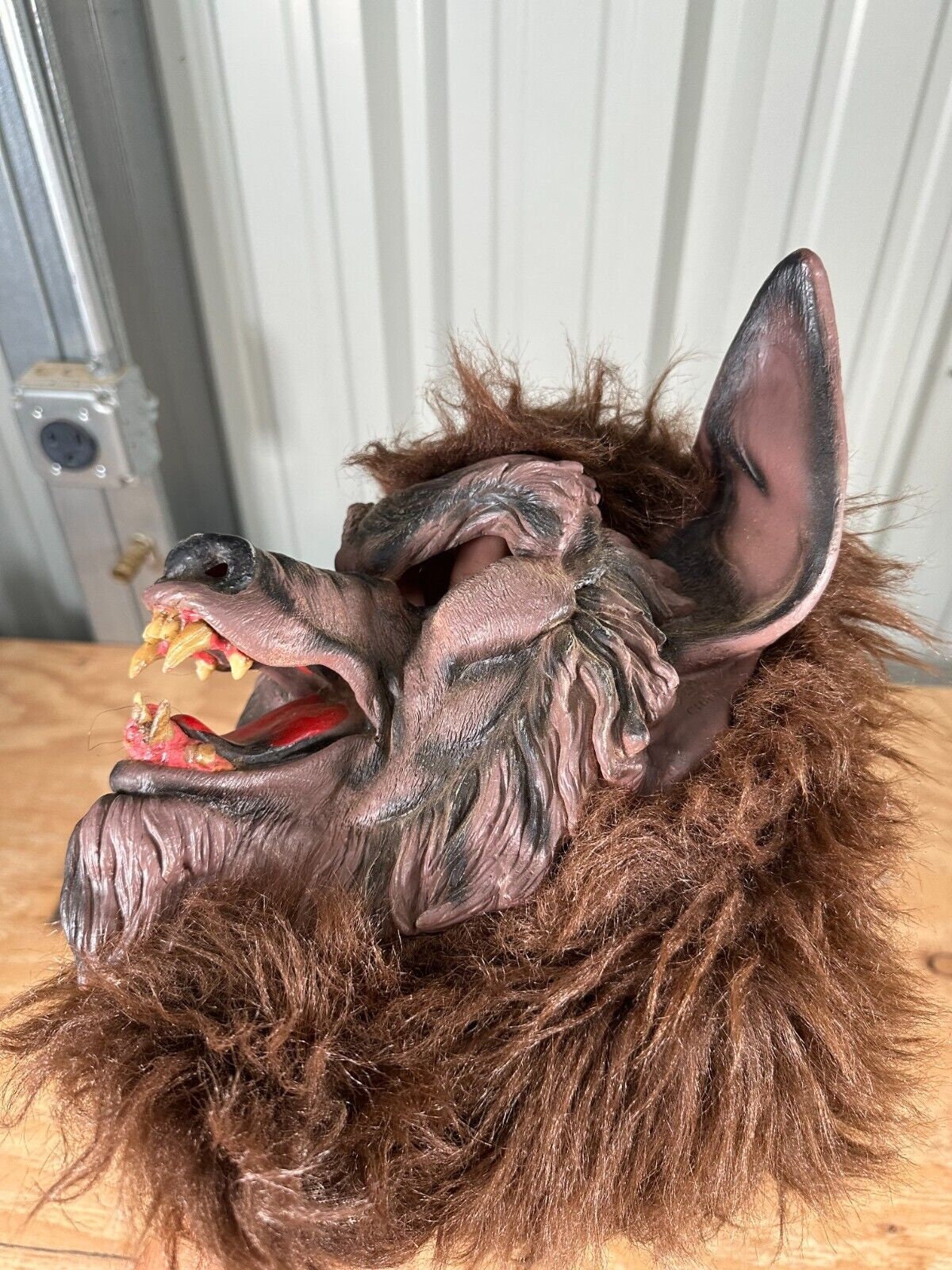 Vintage 90s Wolfman Werewolf Latex Halloween Mask W/ Fur Scary Teeth ...