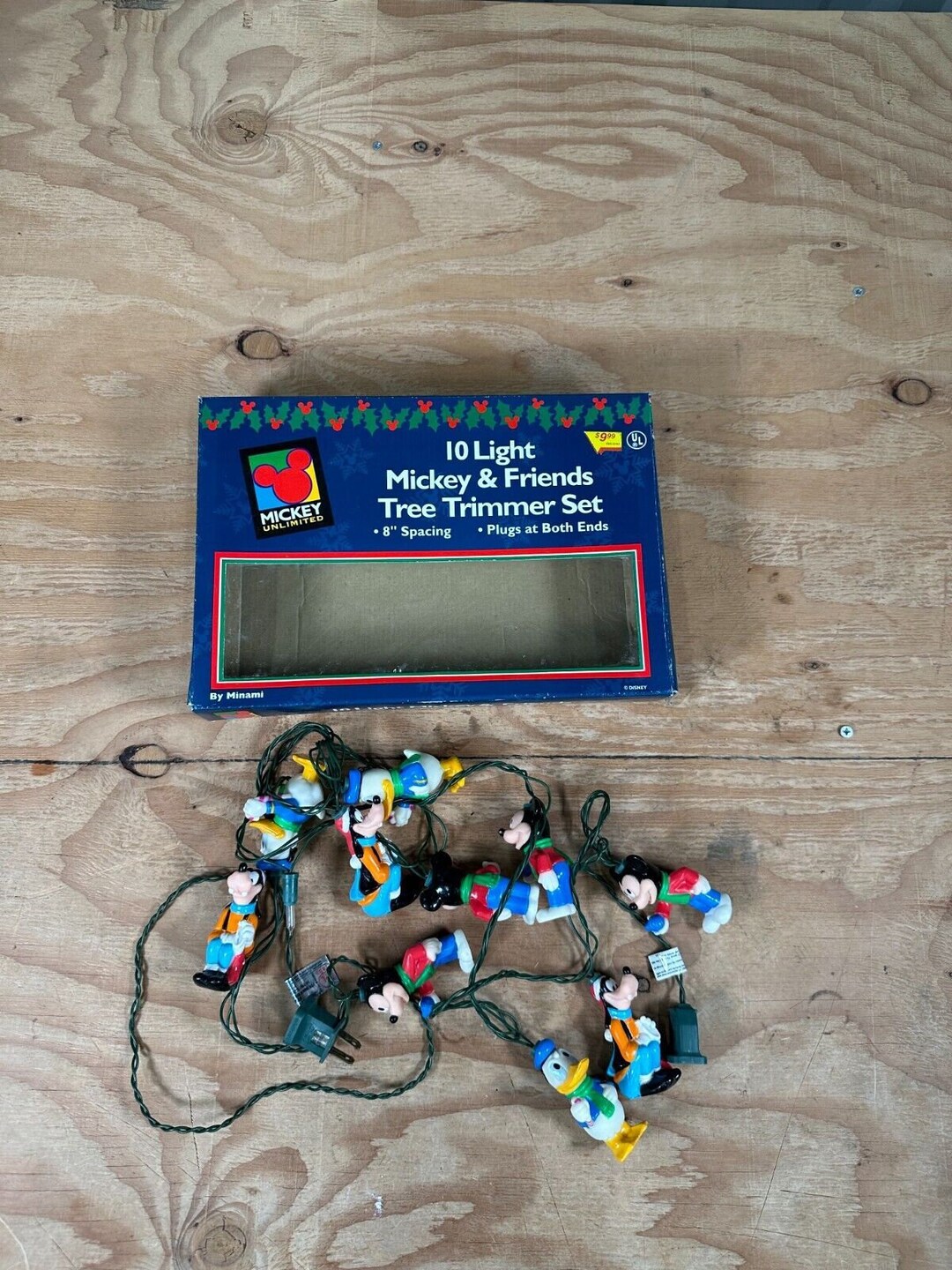 Vintage Mickey Mouse & Friends Christmas Tree Trimmer String Light Set ...