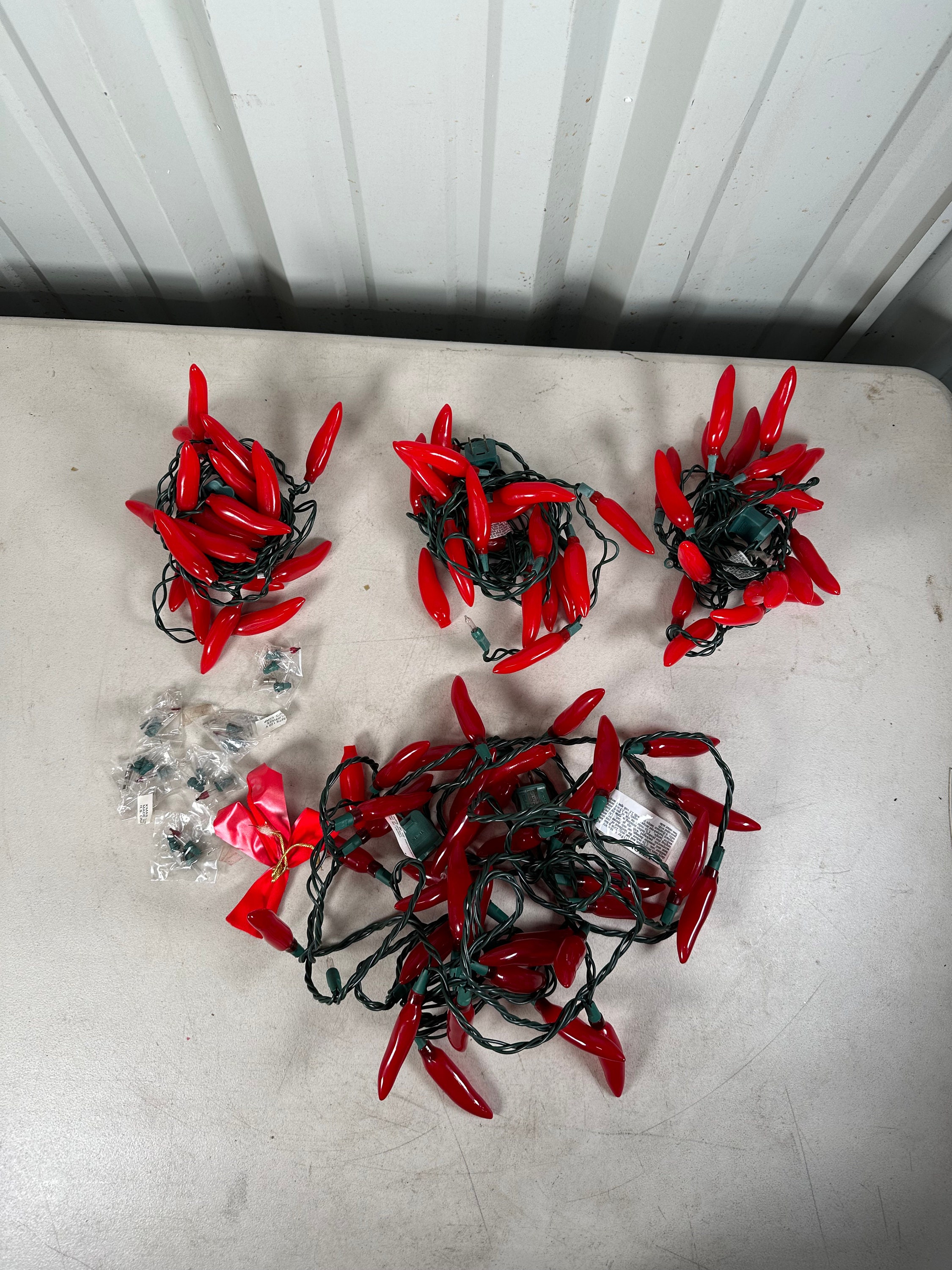 Vintage Red Chili Pepper String Lights Plastic Blow Mold Set of 4 Fairy ...