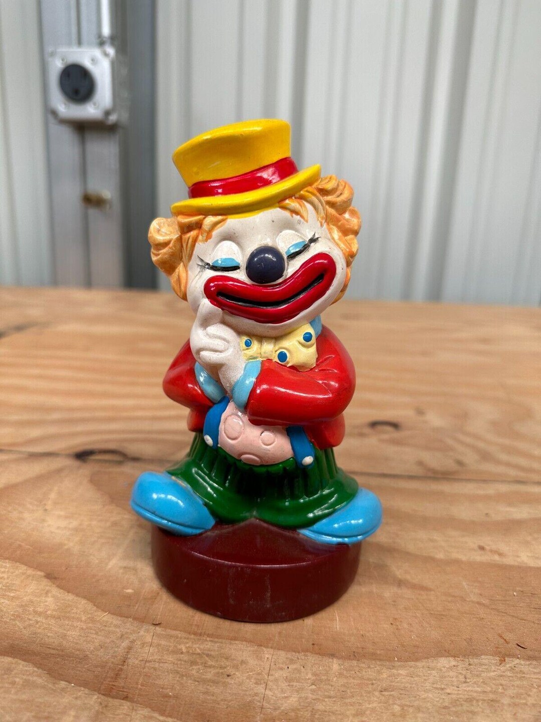 Vintage 1980s Circus Clown Plastic Coin Piggy Bank 7 Tall Colorful ...