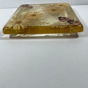 Vintage Lucite Acrylic Pressed Wild Flower Trivet Tray Mid Century ...
