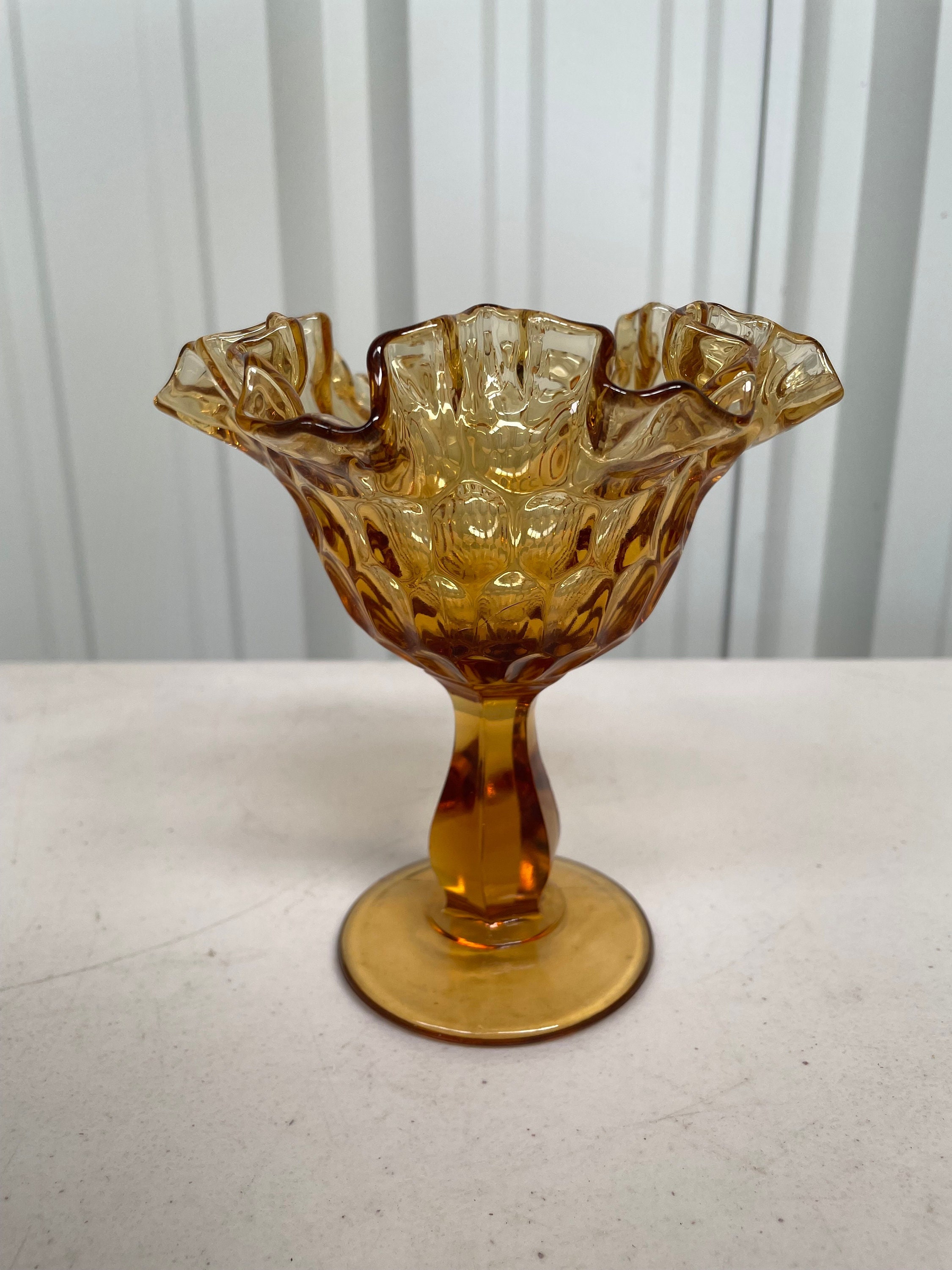 Vintage Amber Glass Vase Mid Century Modern Decor Gold Glass Vase ...