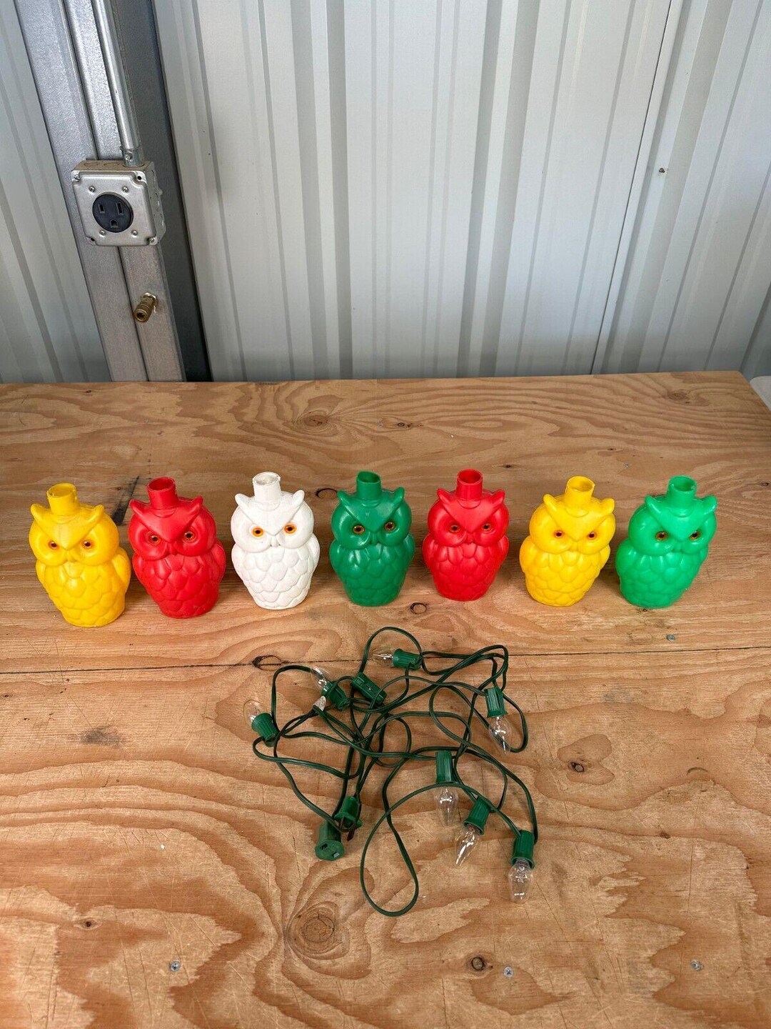 Vintage 7 Owl Blow Mold String Lights Indoor Outdoor RV Tiki Lantern ...
