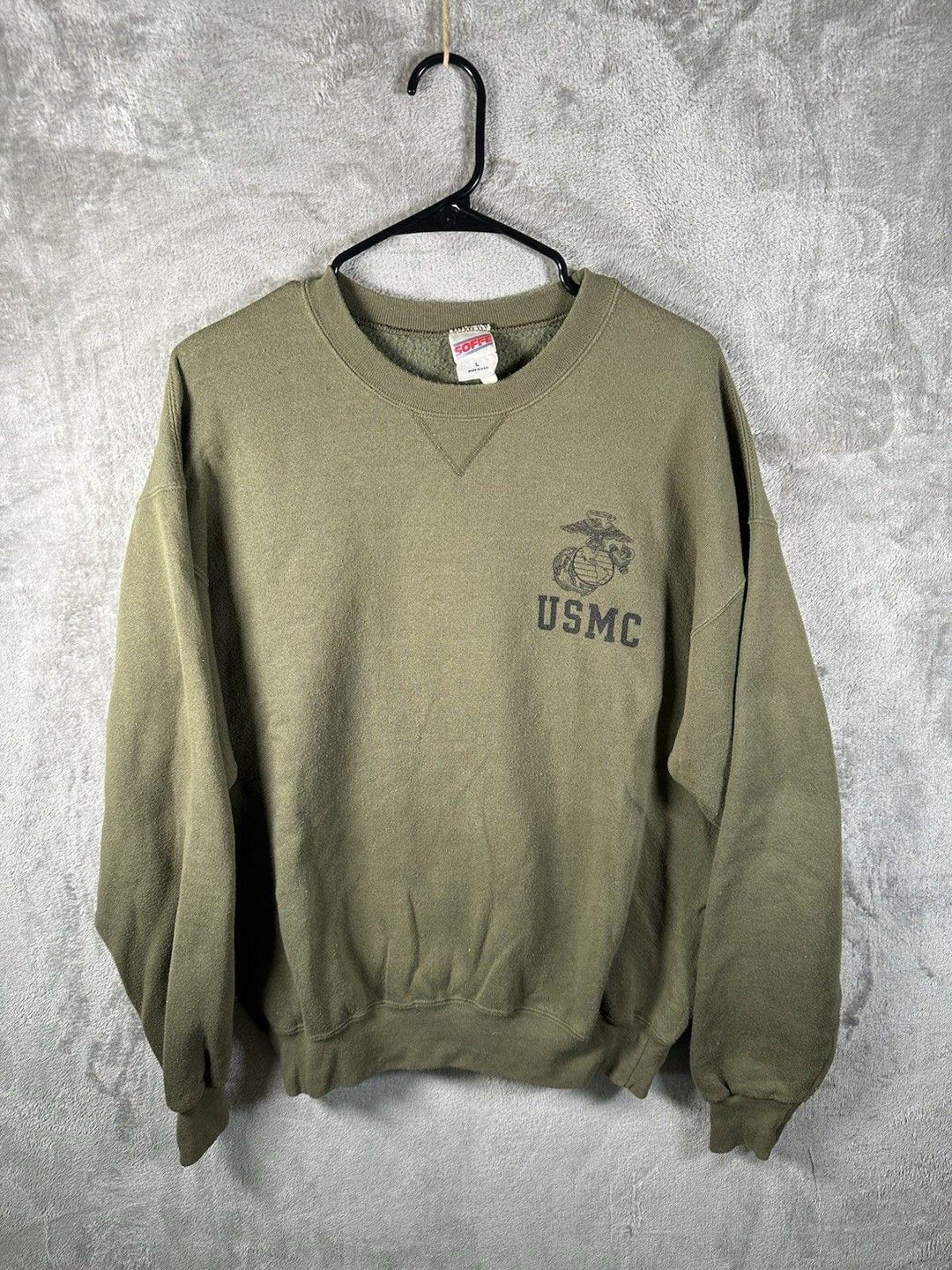 Vintage USMC Marine Corps Long Sleeve Crewneck Sweater Soffe Mens Large ...