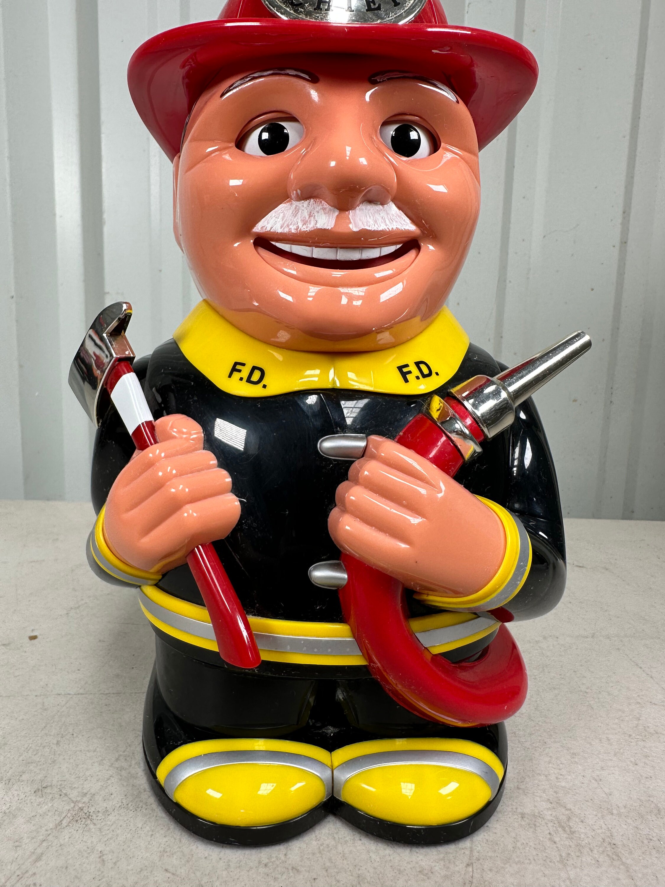 Vintage Fireman Talking Cookie Jar Plastic 2002 Fun-damentals Fire ...