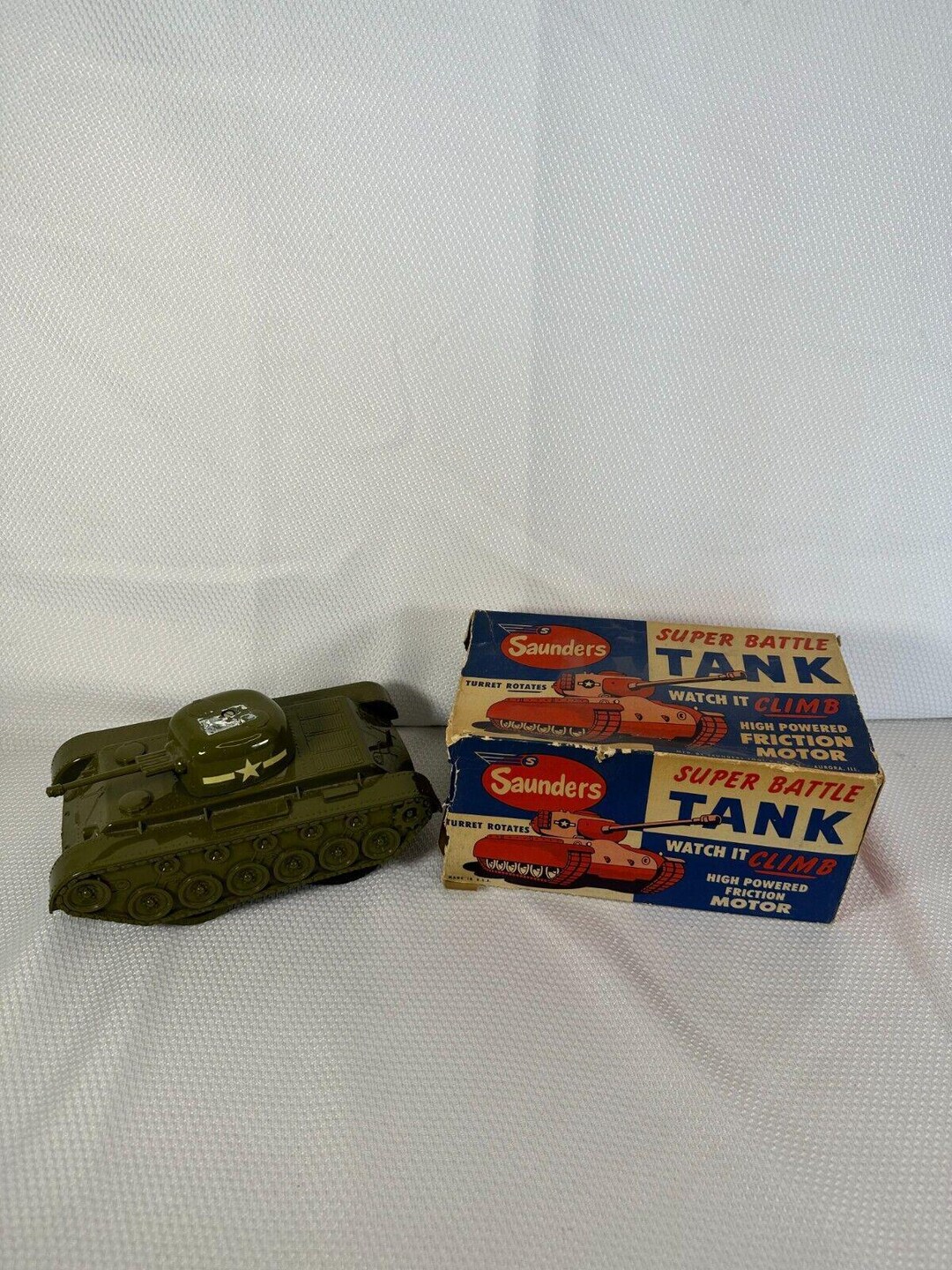 Vintage Saunders Plastic Super Battle Tank Friction Powered Army ...