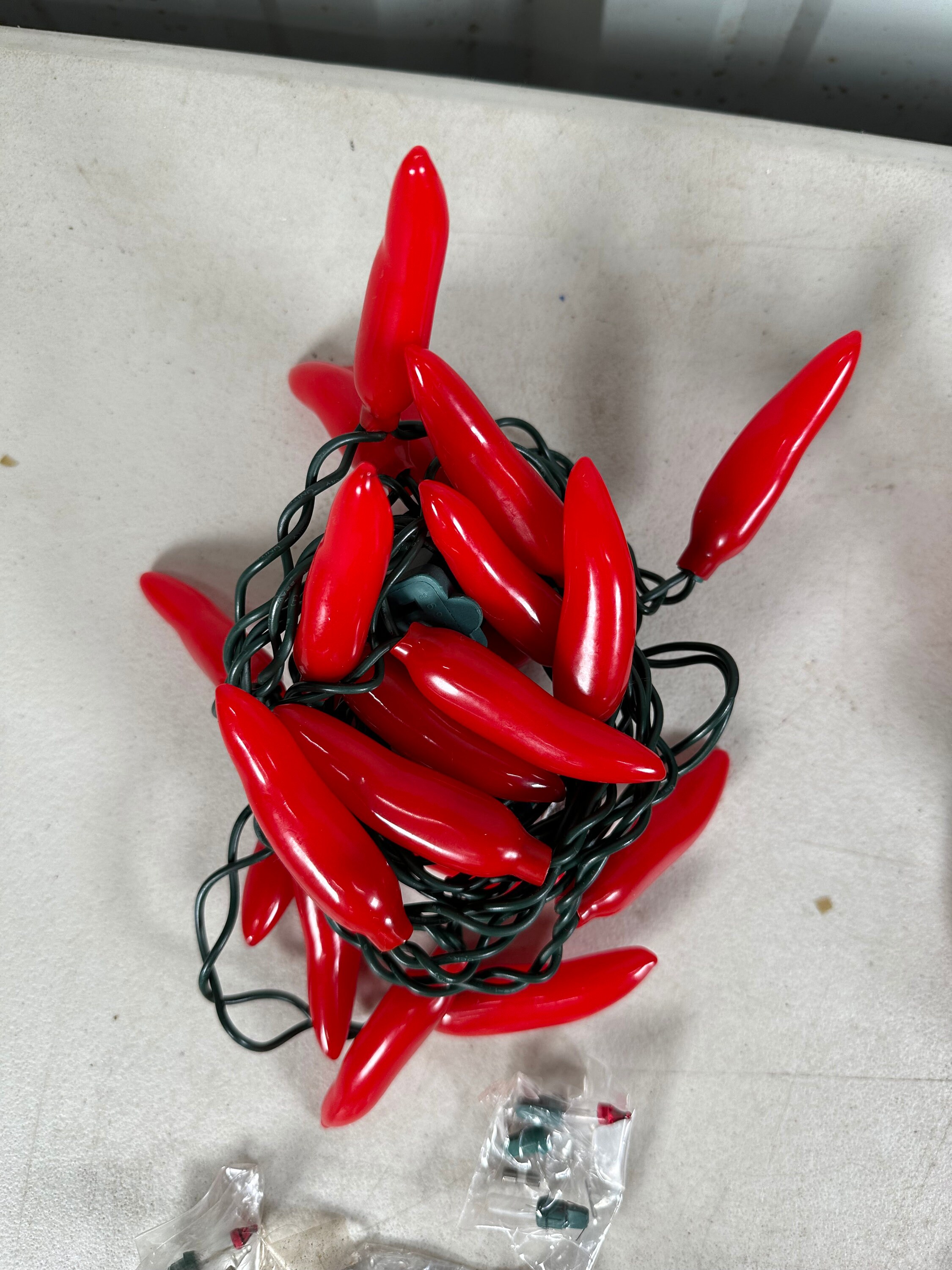 Vintage Red Chili Pepper String Lights Plastic Blow Mold Set of 4 Fairy ...