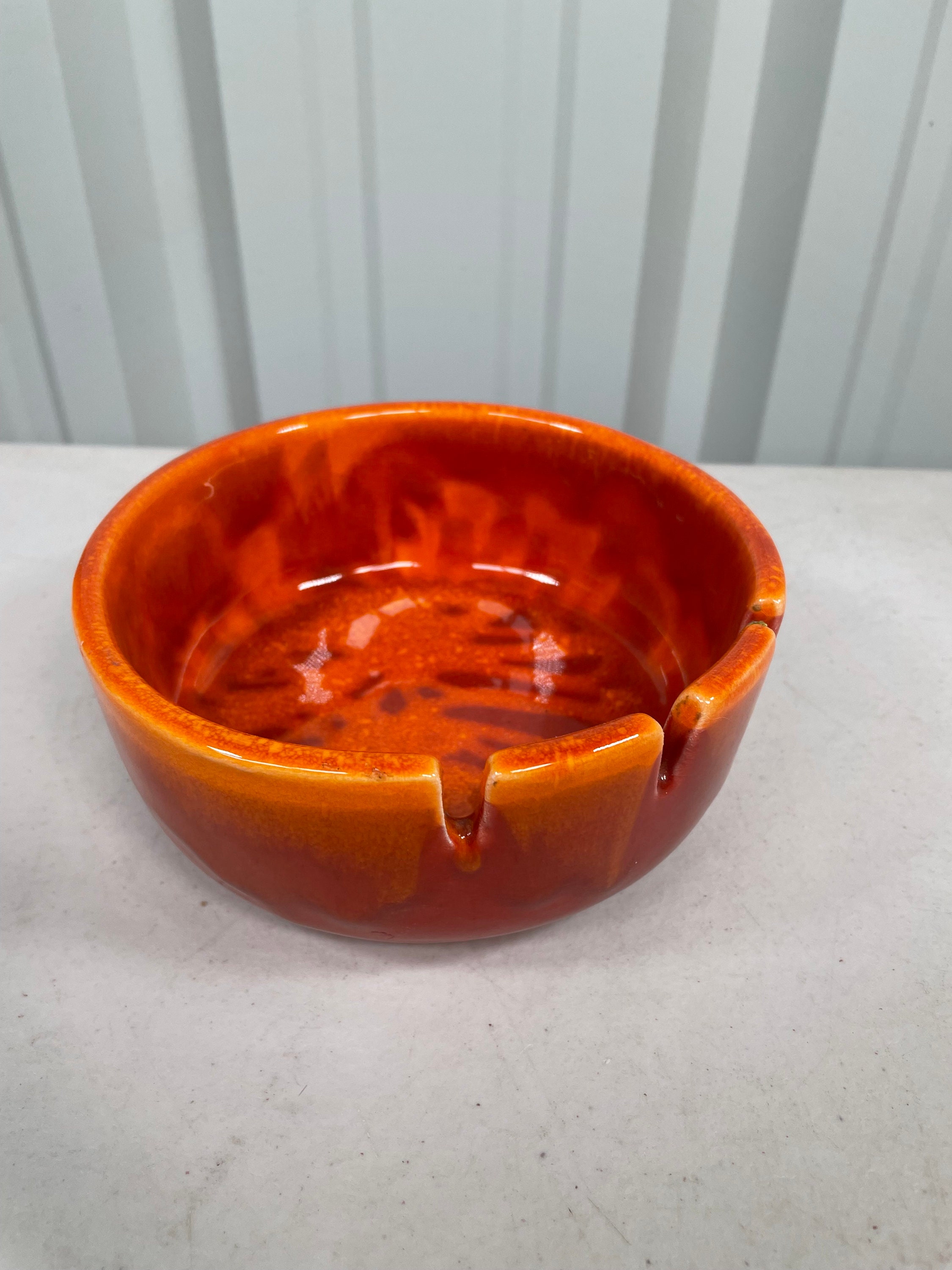 Vintage Mid Century Modern Orange Ceramic Ashtray Round 1970s - Etsy
