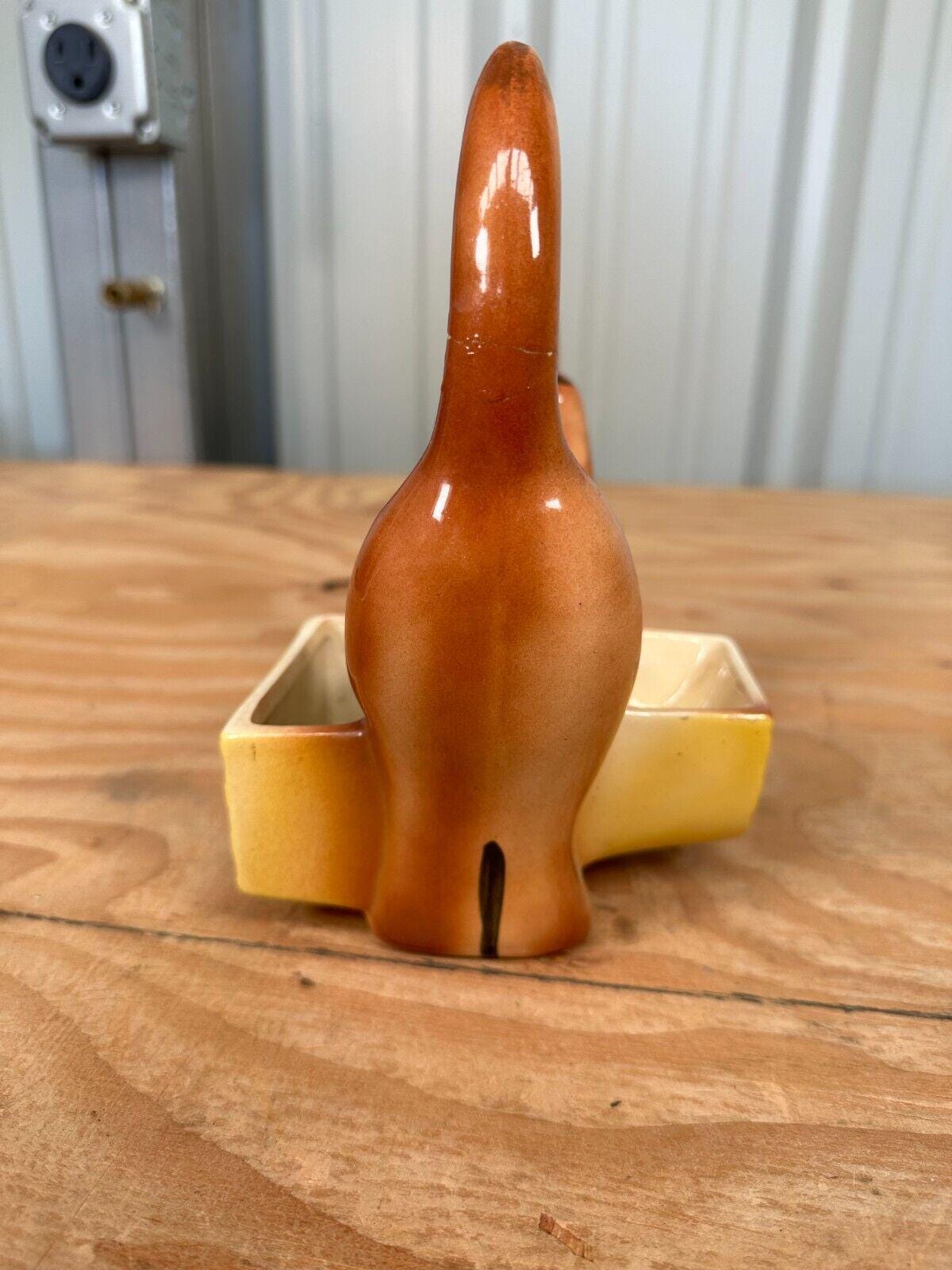 Vintage Ceramic Wiener Dog Daschund Caddy Jewelry Flower Pot Holder MCM 1970s, Vintage Flower ...