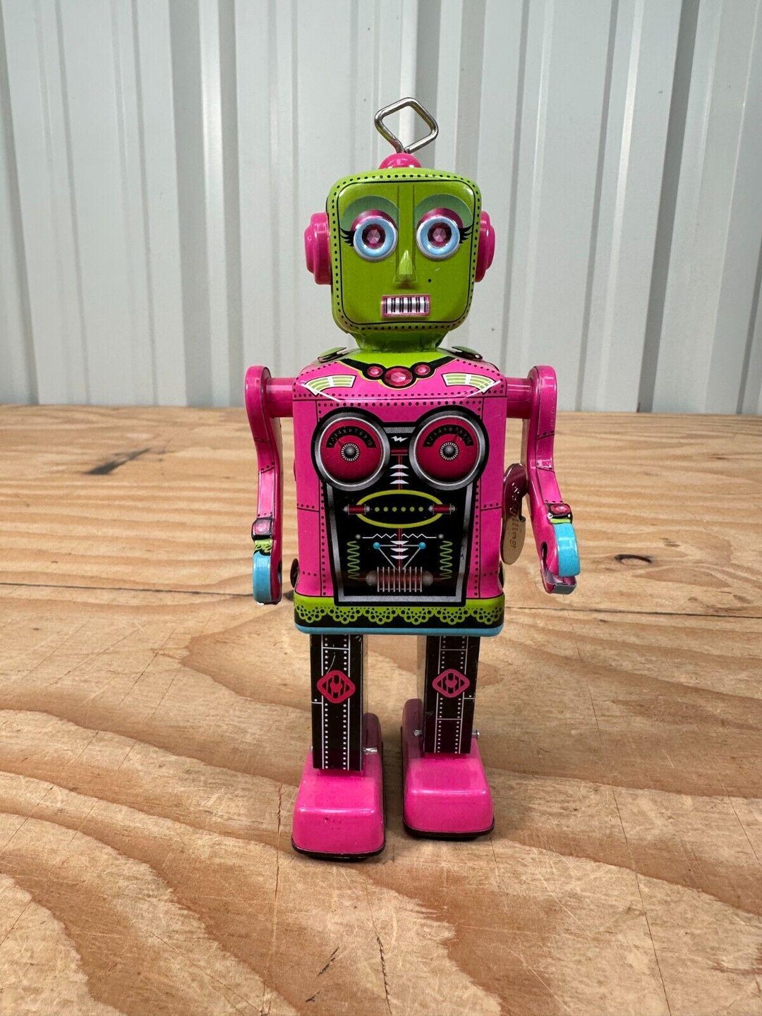 Roberta Wind up Tin Mechanical Woman Walking Robot Toy Schylling 2013 ...