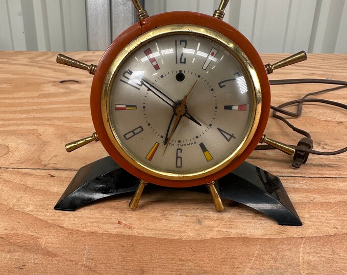 Vintage Seth Thomas Rudder Nautical Electric Alarm Clock Working E925 ...