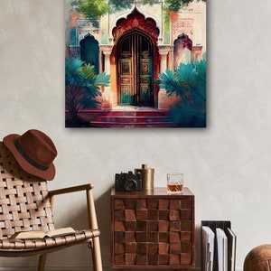 Indian Decor Indian Wall Art Haveli Art Canvas Wall Art Asian Door Art ...