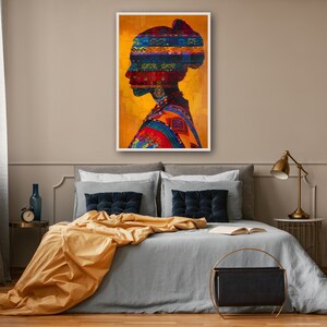 Peruvian Woman Art on Framed Canvas - Inca Pattern Ethnic Artwork ...