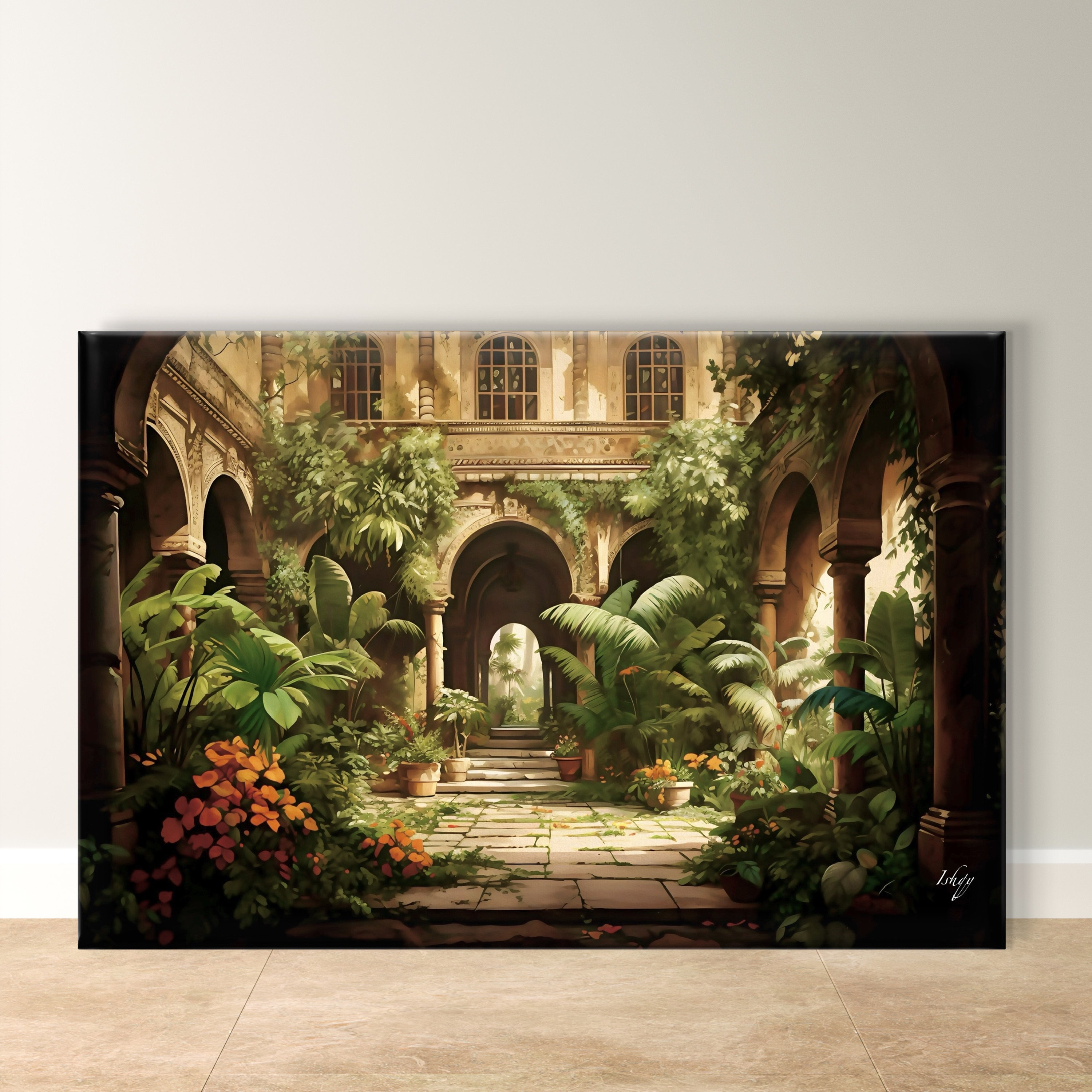 English Courtyard Paintings Lot 16th Century English Old Master