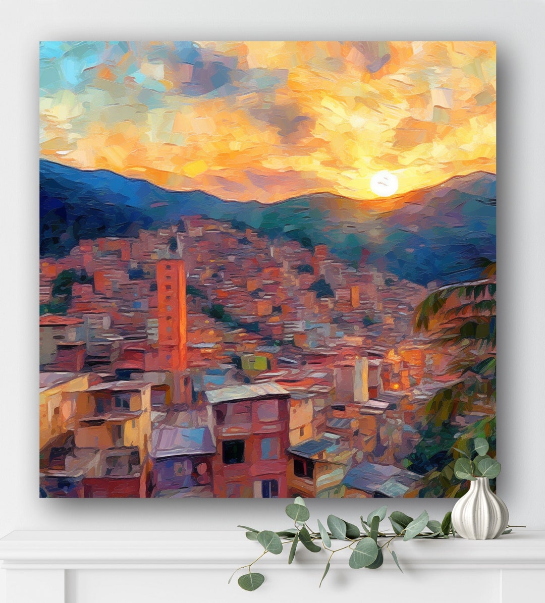 Colombian Medellin Oil Painting Large Canvas and Metal Wall Art ...
