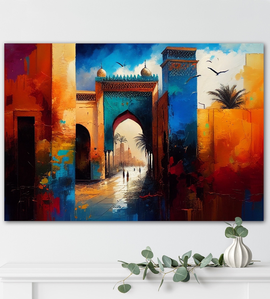Marrakesh Painting on Framed Canvas Moroccan Wall Art, Moroccan Decor ...