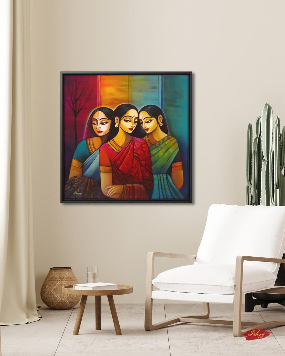 Indian Wall Art Canvas Print, Sari Women Painting, Bengali Sisterhood ...