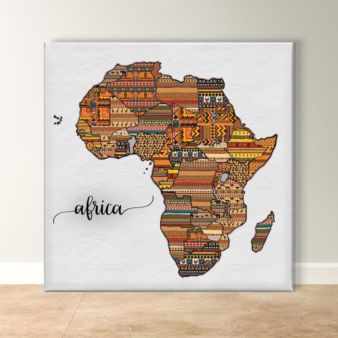Mudcloth Africa Map, African Textile Art - Printed Canvas, Framed ...