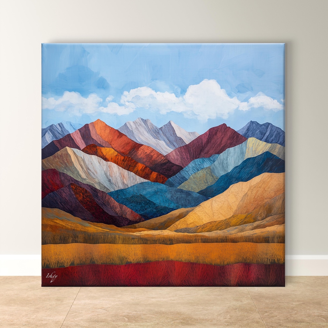 Mountain Landscape Art, Framed Nature Wall Decor, Vibrant Scenic Print ...