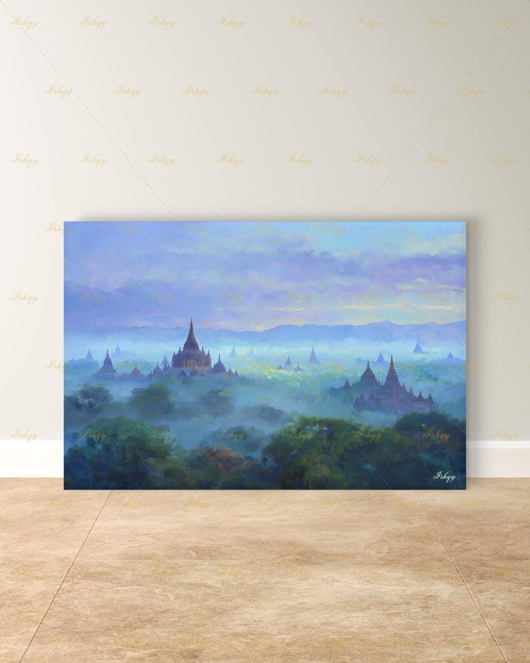 Bagan Myanmar Wall Art Canvas Print, Burmese Temple Landscape Painting ...