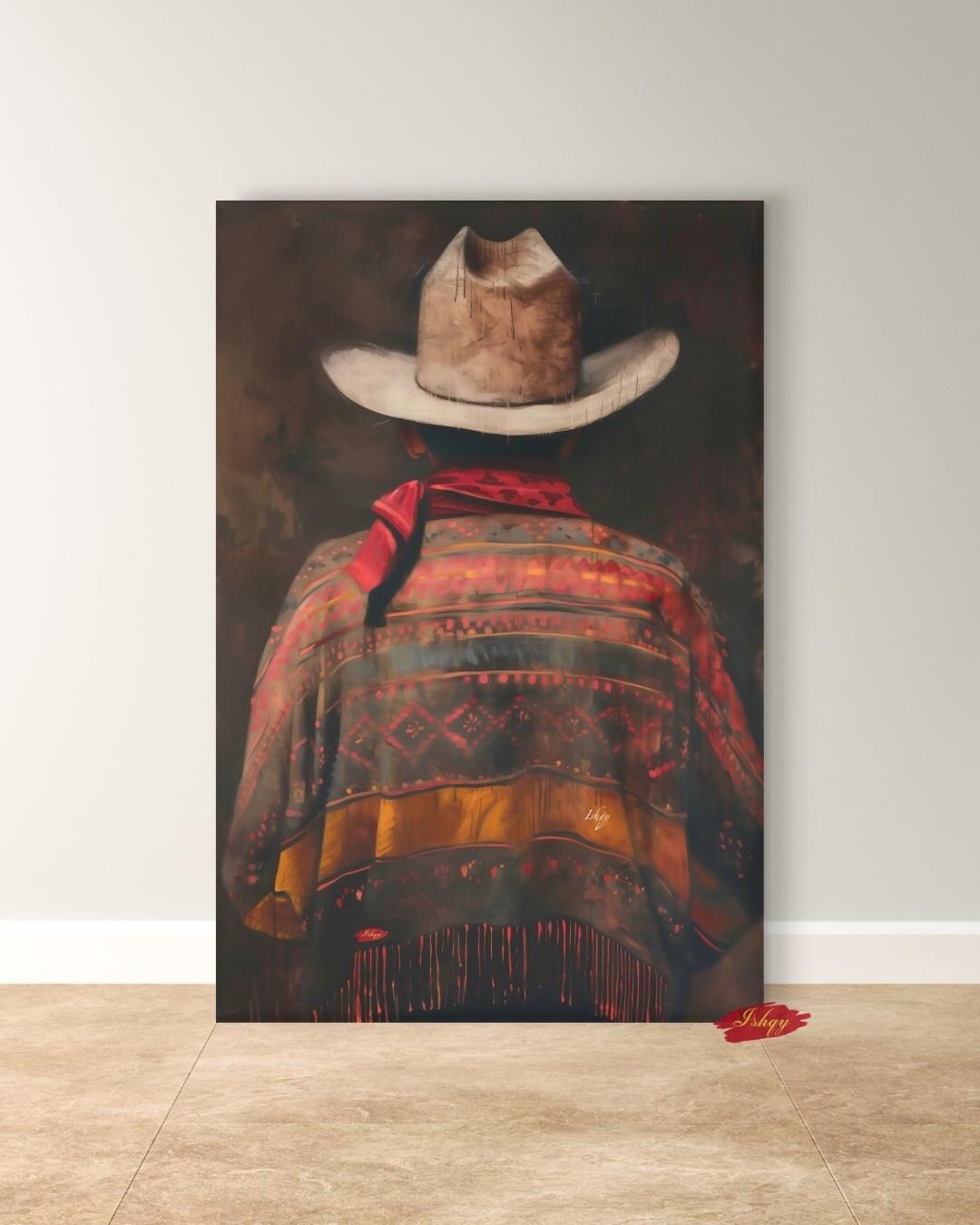 Mexican Cowboy Wall Art – Charro Silhouette Painting Print With ...