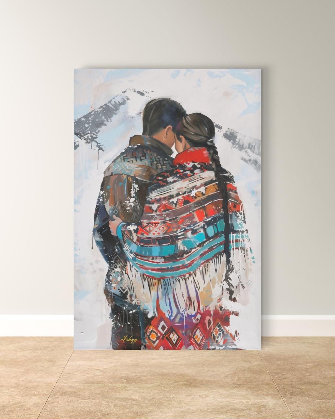 Sami Couple Wall Art, Arctic Heritage Canvas Print, Large Framed Nordic ...