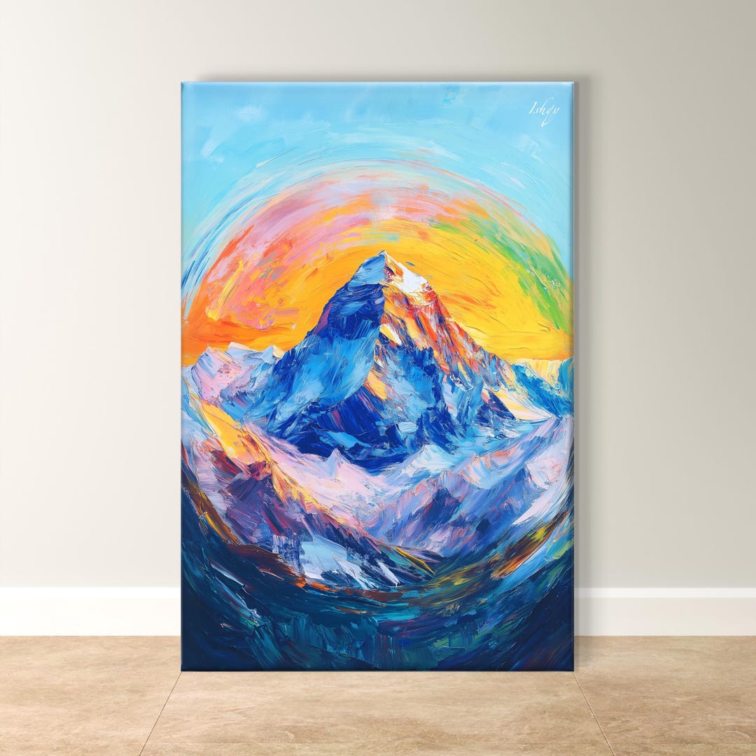 Mount Everest Art, Everest Wall Art - Framed Canvas, Mountain Decor ...