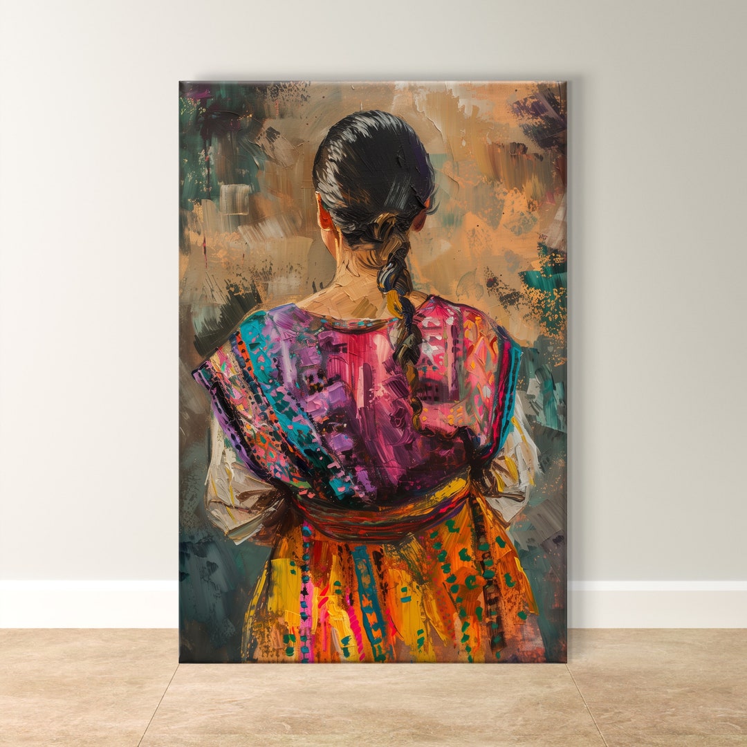 Guatemalan Art Print on Framed Canvas Vibrant Abstract Painting Print ...