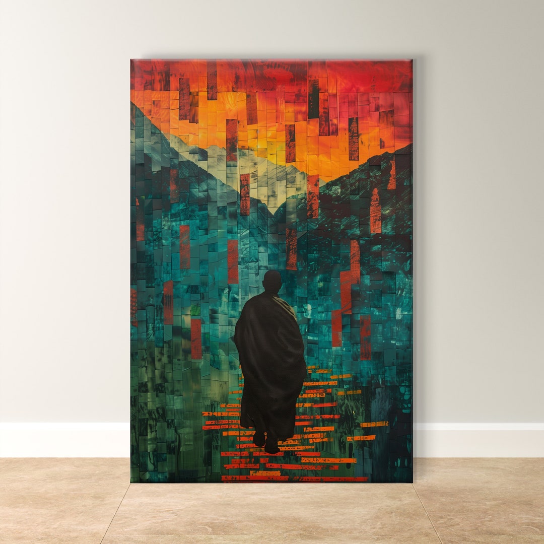 Spiritual Monk Art, Zen Meditation Canvas Abstract Monk Wall Art, Monk ...