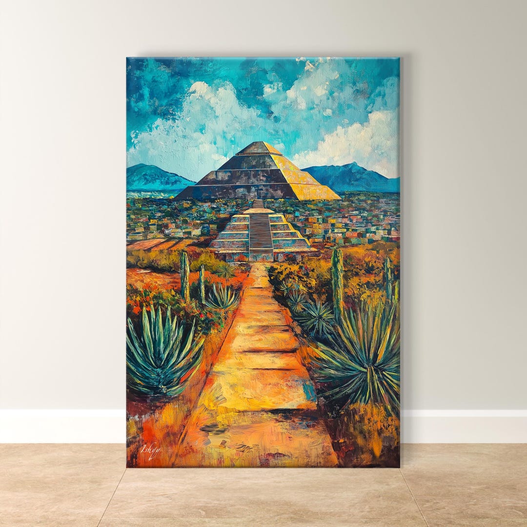 Great Pyramid Art, Cholula Mexico - Framed Cultural Wall Art, Ancient ...