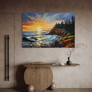 Oregon Coast Sunset Art - Vibrant Coastal Wall Decor, Scenic Seascape ...