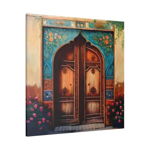 Iranian Door Painting Print Framed Canvas, Colorful Irani Wall Art ...